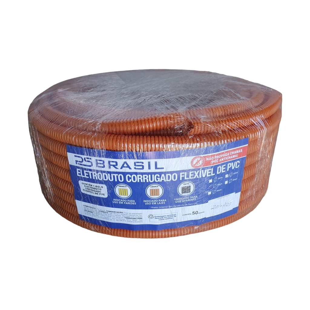 Eletroduto Corrugado 20mm Laranja 50 Metros | Shopee Brasil