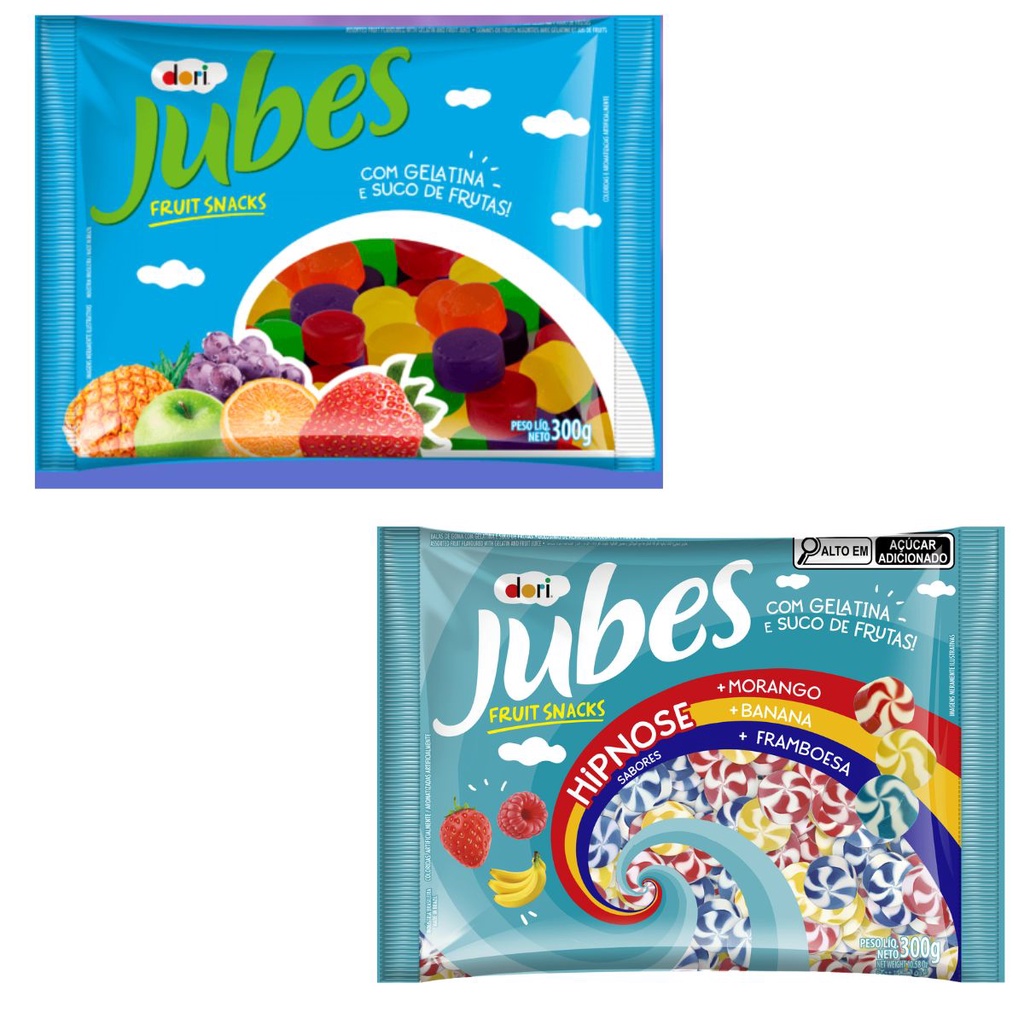 Goma Jubes Fruit Snacks Hipnose e Frutas Tropical 320g Dori | Shopee Brasil