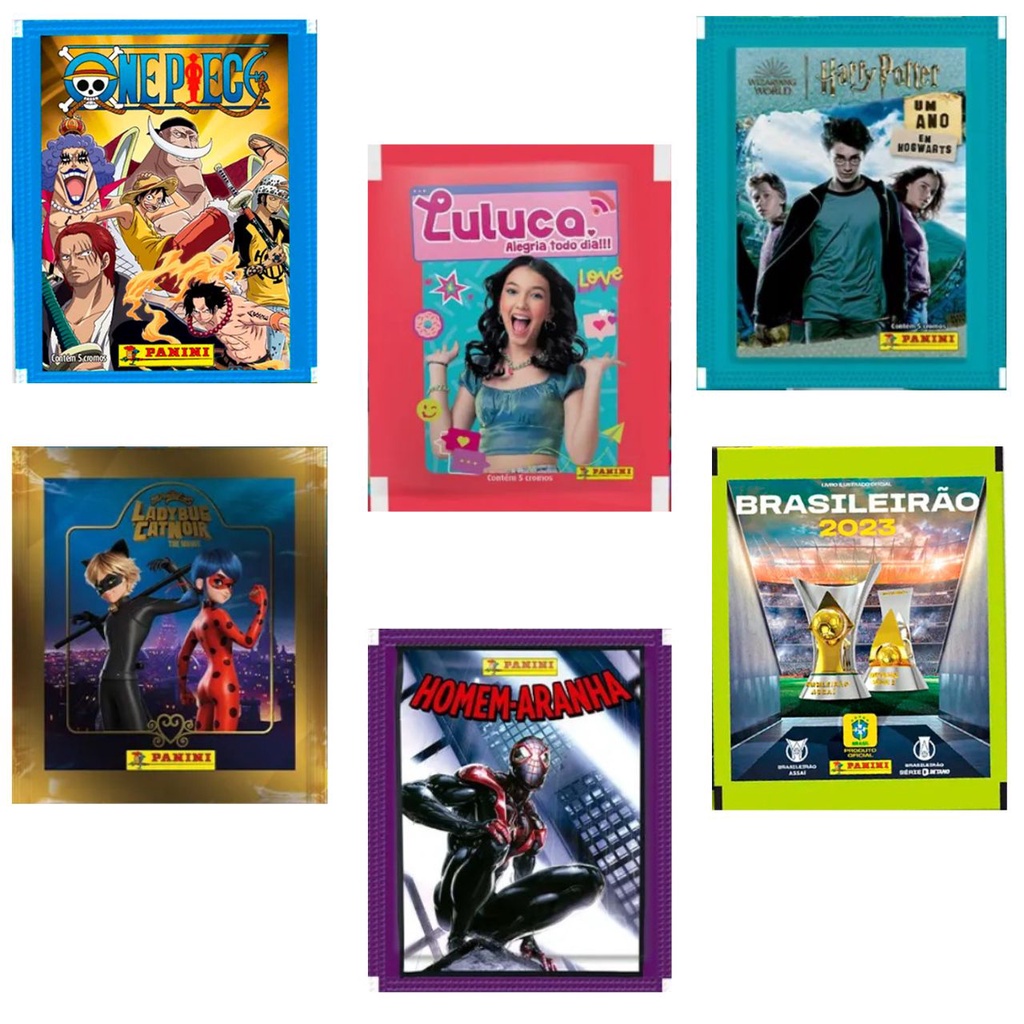 Kit 50 figurinhas (10 Envelopes) Original Vários Personagens One Piece Brasileirão Luluca Homem ...