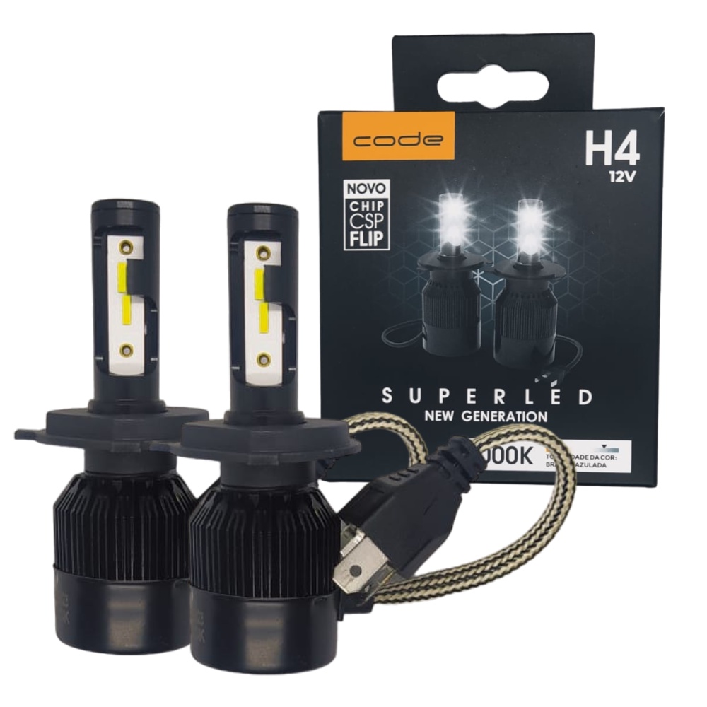Par Lâmpada Super Led H4 8000K Tipo Xenon Automotiva 12V - Faz a Boa!