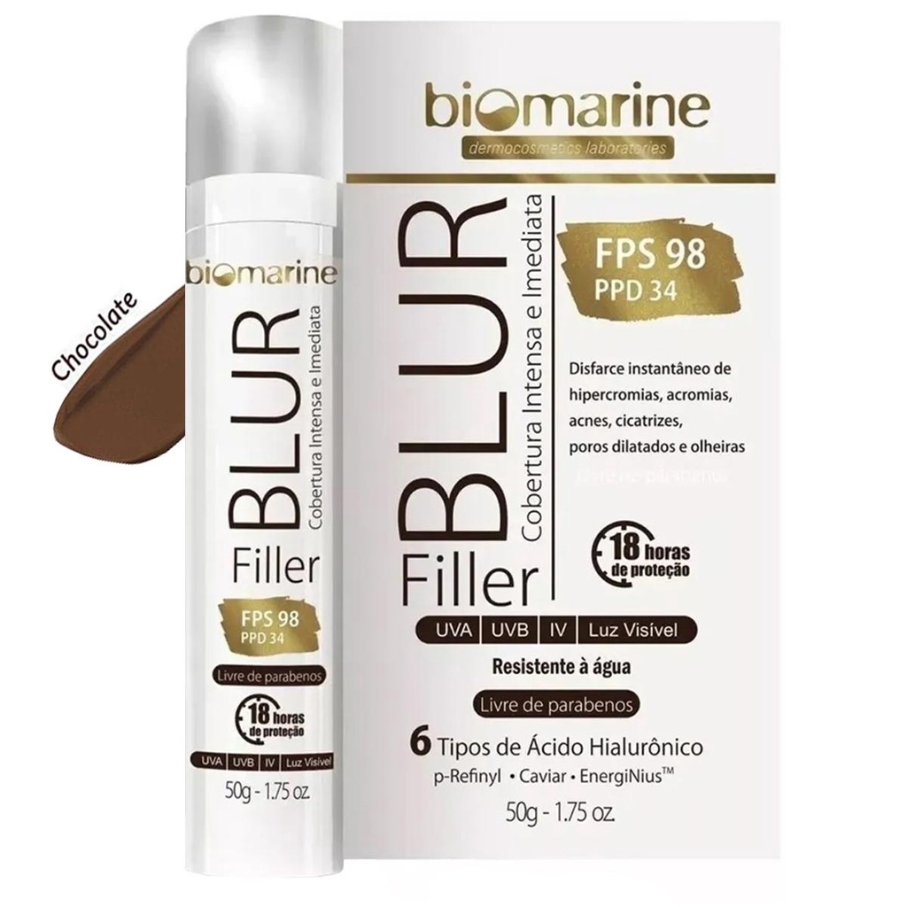 Protetor Solar Blur Filler Chocolate FPS98 Biomarine | Shopee Brasil