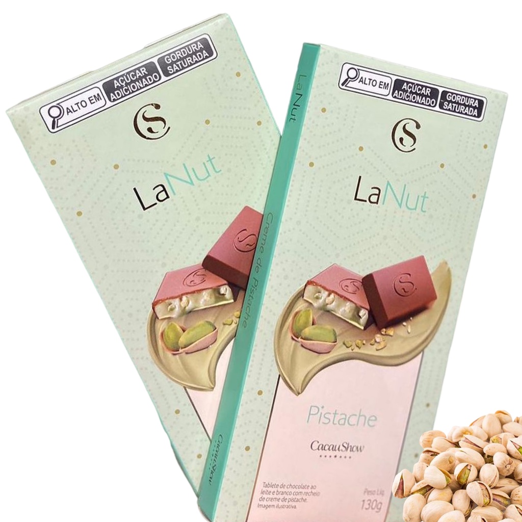 Kit 02 Barras de Pistache Lanut 130g Cacau Show | Shopee Brasil