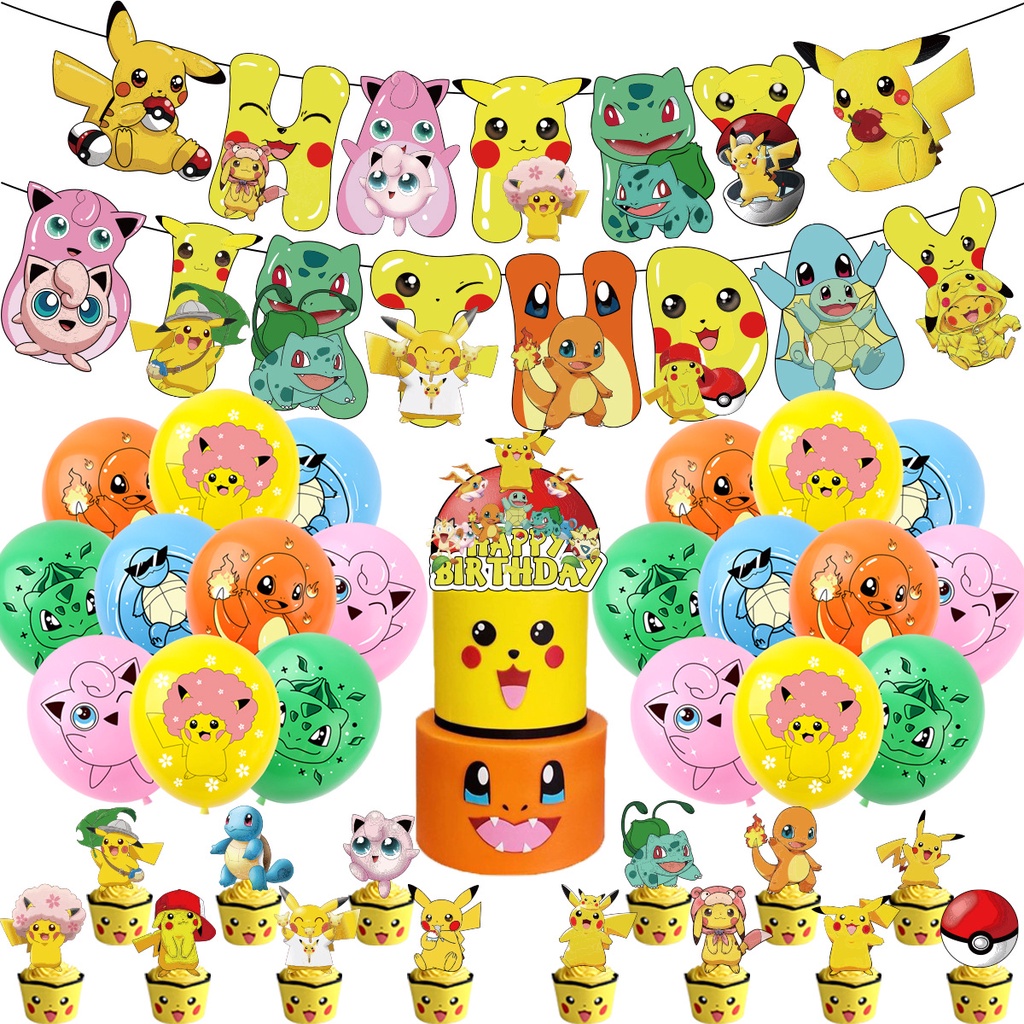 Pikachu Tema Festa de Aniversário Pokemon Pokémon Pokémon Pull Flag ...