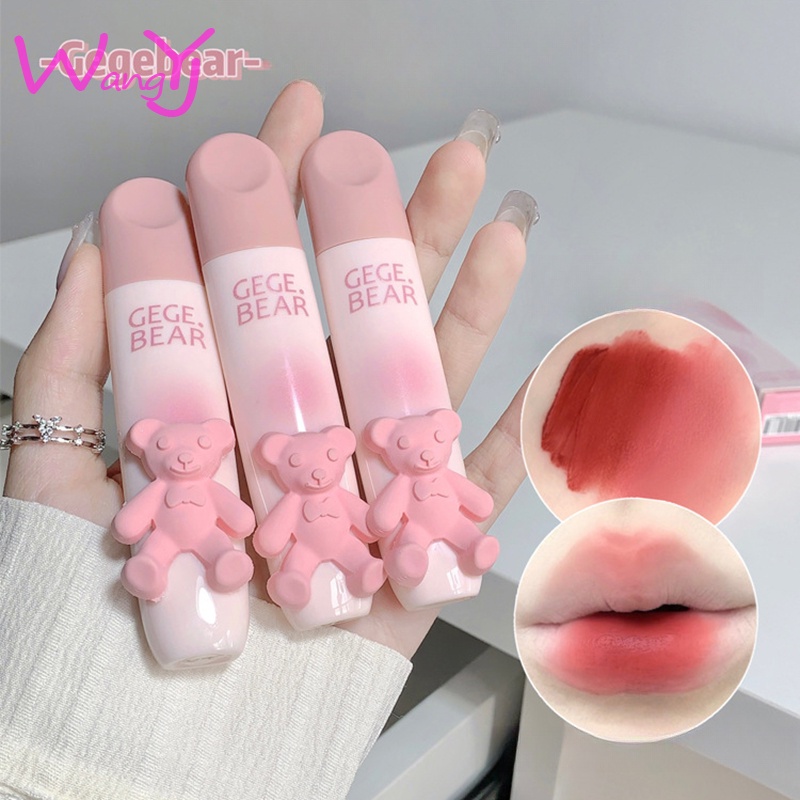 Gege Bear Lip Glaze Velvet Névoa De Veludo Mate Copo Antiaderente | Shopee Brasil