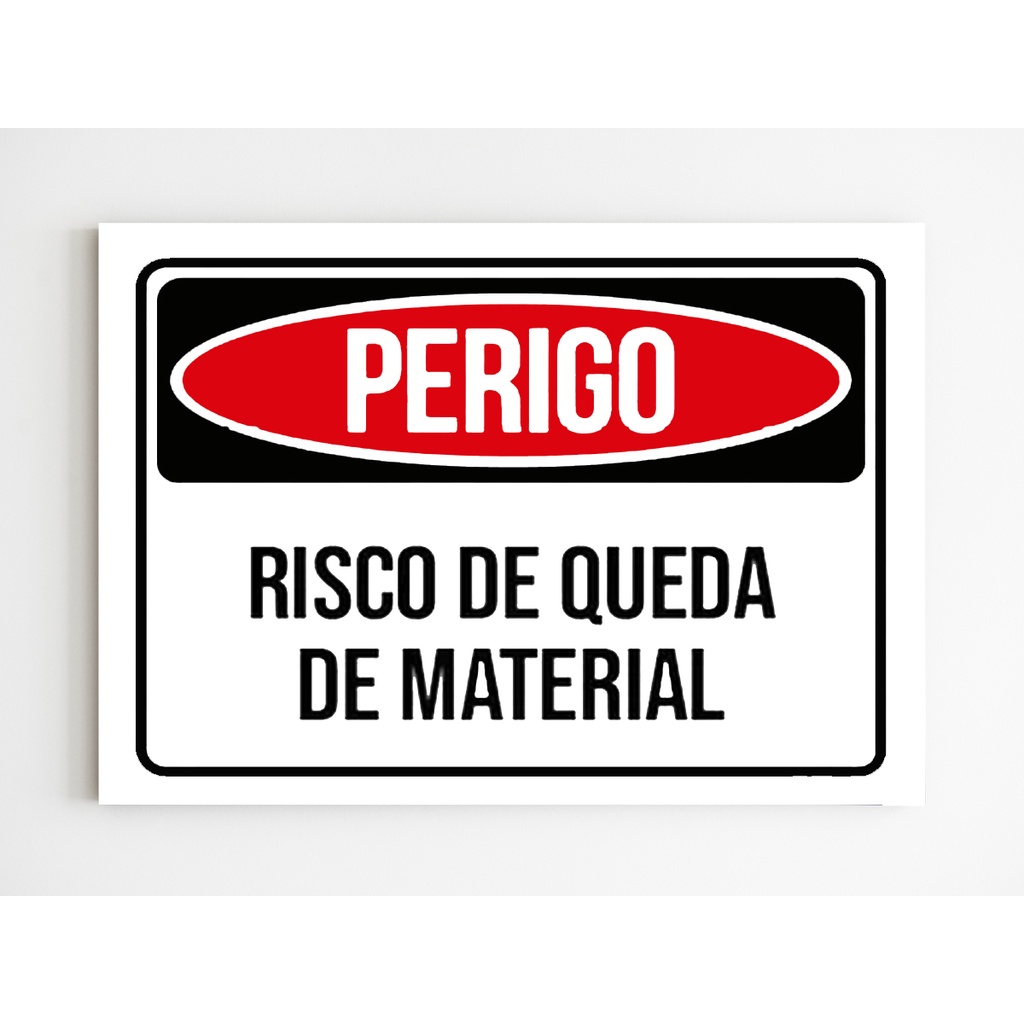 Kit 3 Placas de aviso perigo risco de queda de material | Shopee Brasil