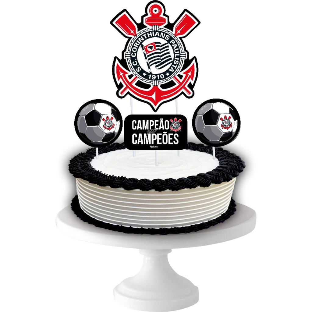 Topo de Bolo Topper Festa Aniversario Corinthians Festcolor | Shopee Brasil