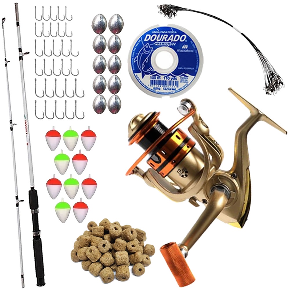 Molinete 10 Rolamentos MR 5000 + Vara 40lbs 1,80mts + Kit Pesca Completo | Shopee Brasil