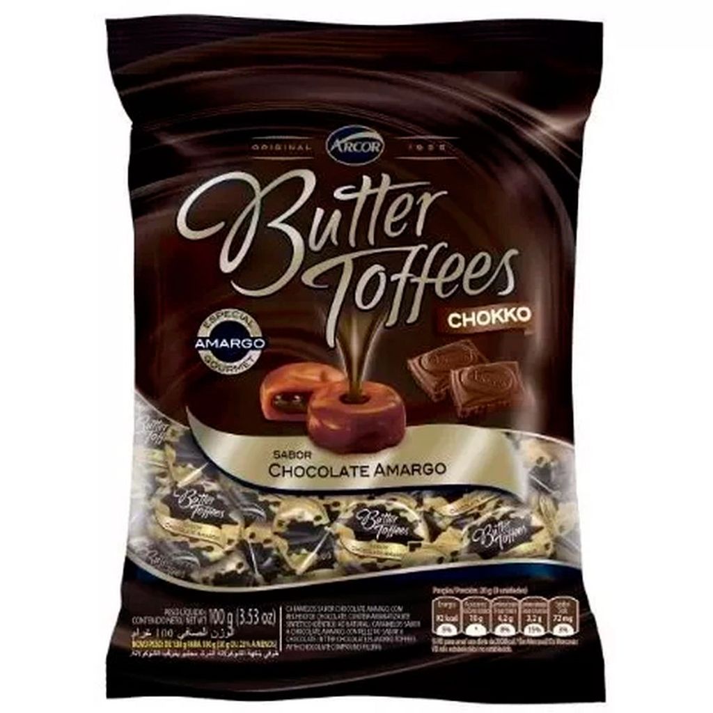 Balas Arcor Butter Toffees Sabor Chocolate Amargo 100g | Shopee Brasil