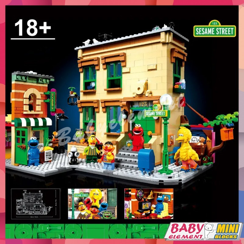 MOC Sesame Street Building Blocks 123 Cartoon Modelo Criativo De ...