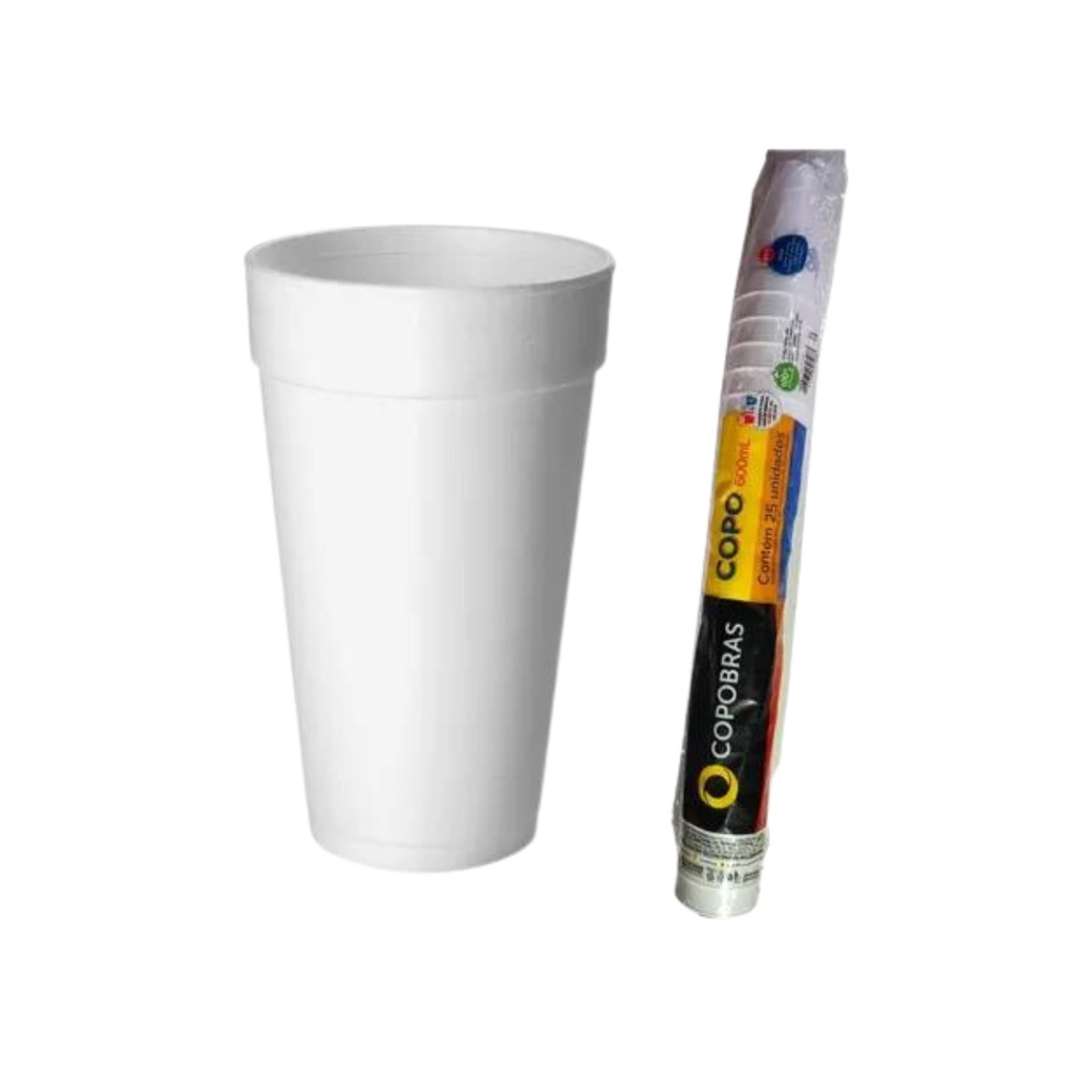 COPO ISOPOR 600ML COPOBRAS C/ 25 UN | Shopee Brasil