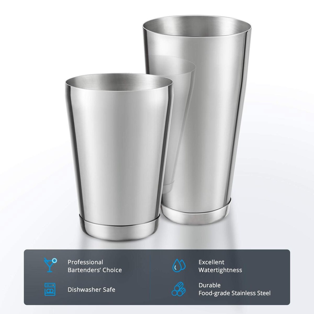 Kit Coqueteleira Boston Profissional 820ml Com Peso E Mini Tin Inox 550 Ml Com Peso Profissional ...