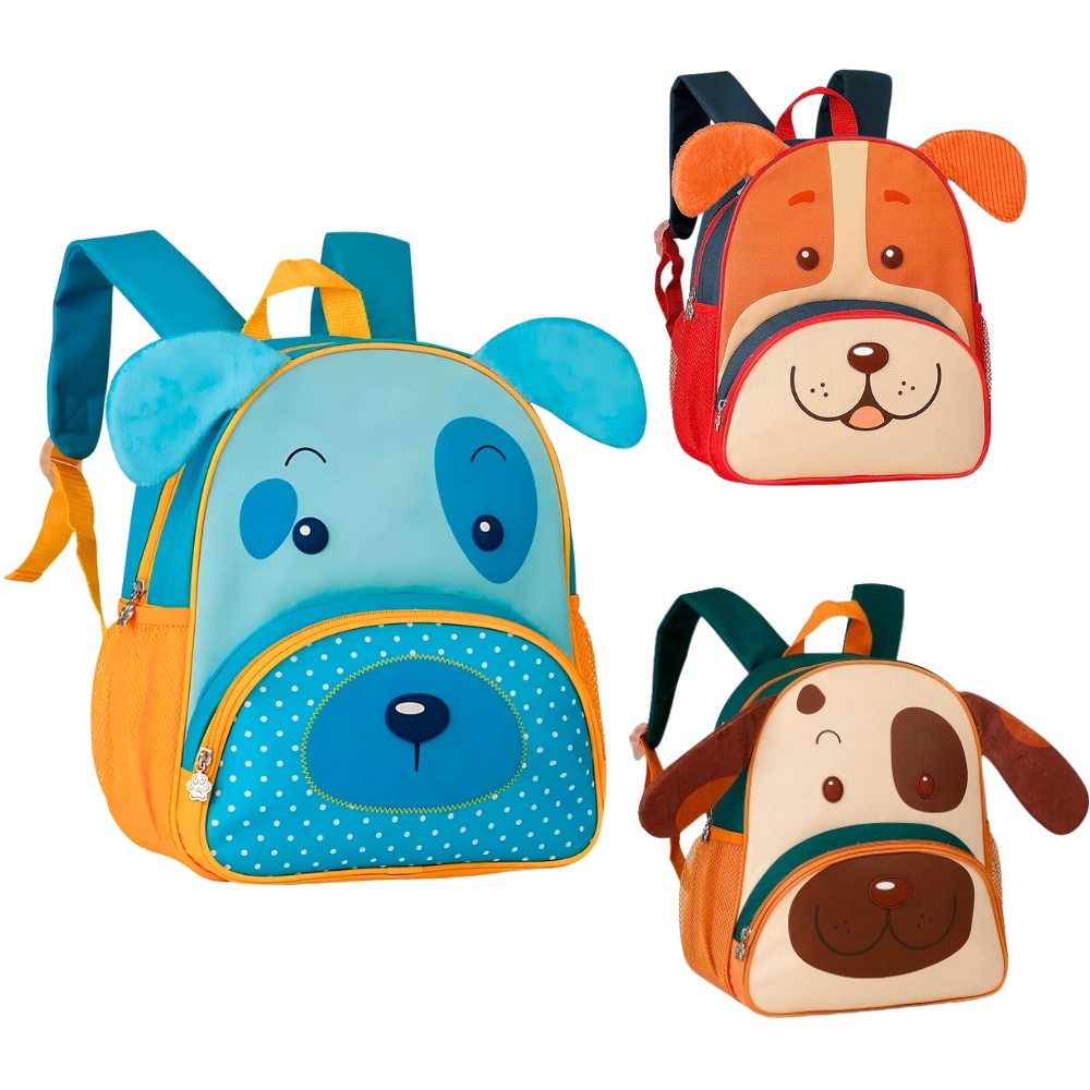 Mochila Infantil Cachorro Azul Caramelo Marrom Maternal Costas Pets ...