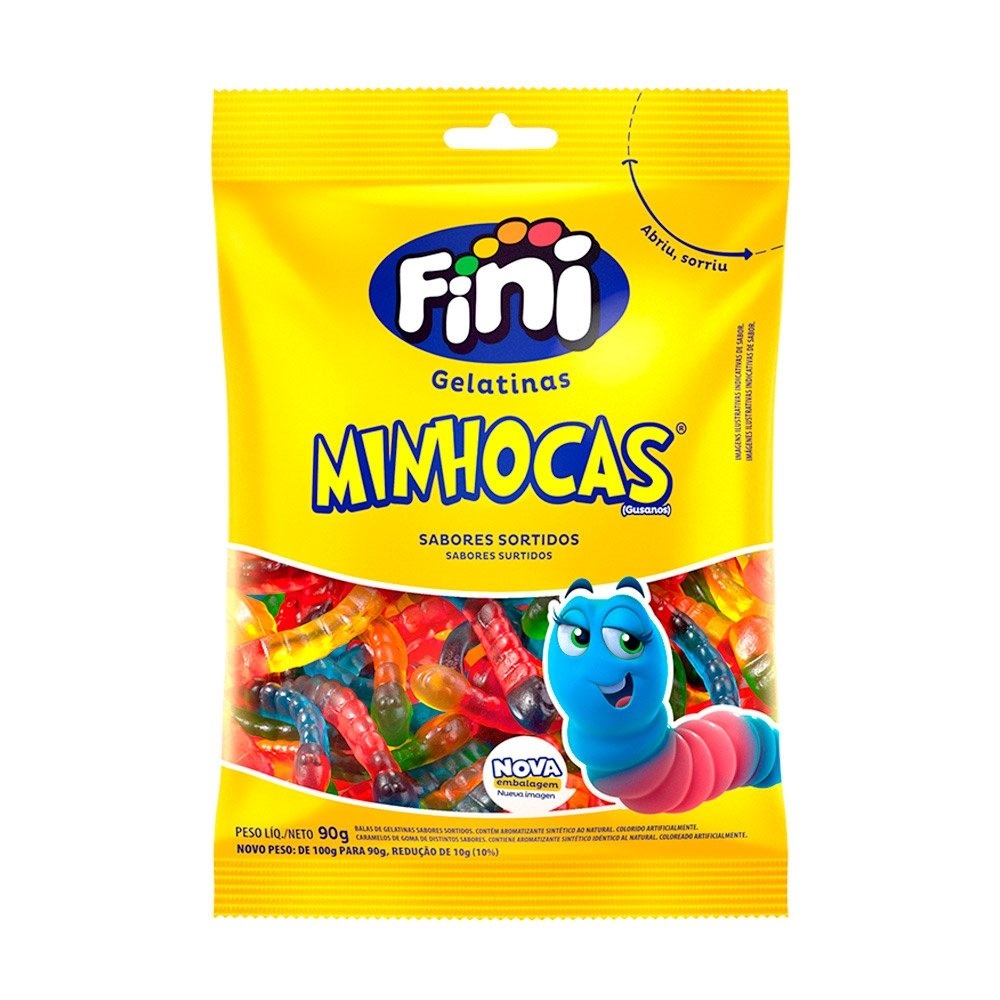 Bala Fini Gelatina Minhoca 90g Embalagem com 12 Unidades | Shopee Brasil