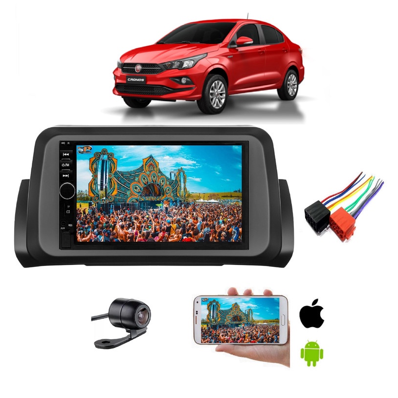 Mp5 Central Multimidia Moldura 2 Din Cronos 2023 2024 Camera | Shopee Brasil