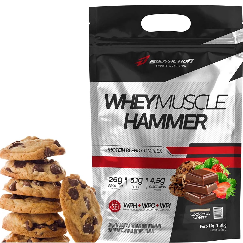 Whey Muscle Hammer (1,8kg) Body Action - Cookies | Shopee Brasil