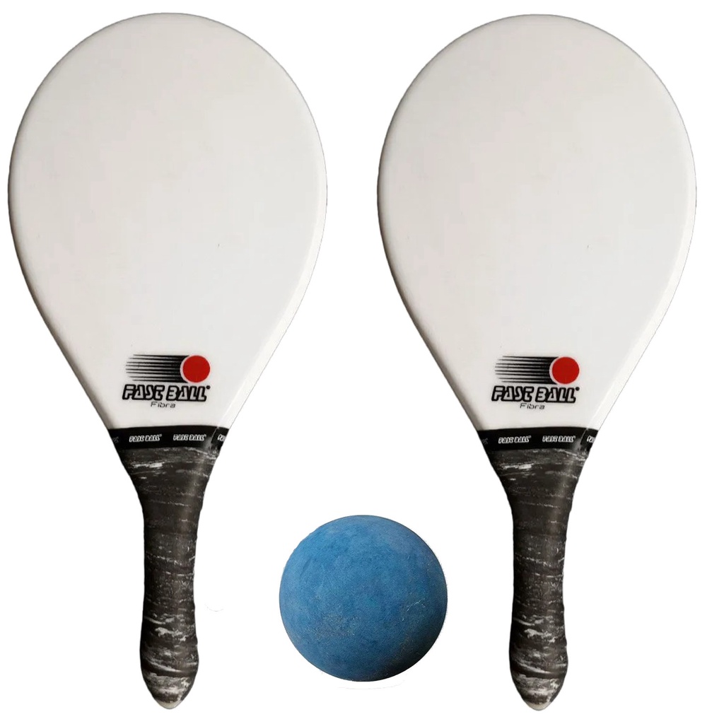 Kit Raquete De Frescobol Tipo Fibra FASTBALL Branca + Bola | Shopee Brasil