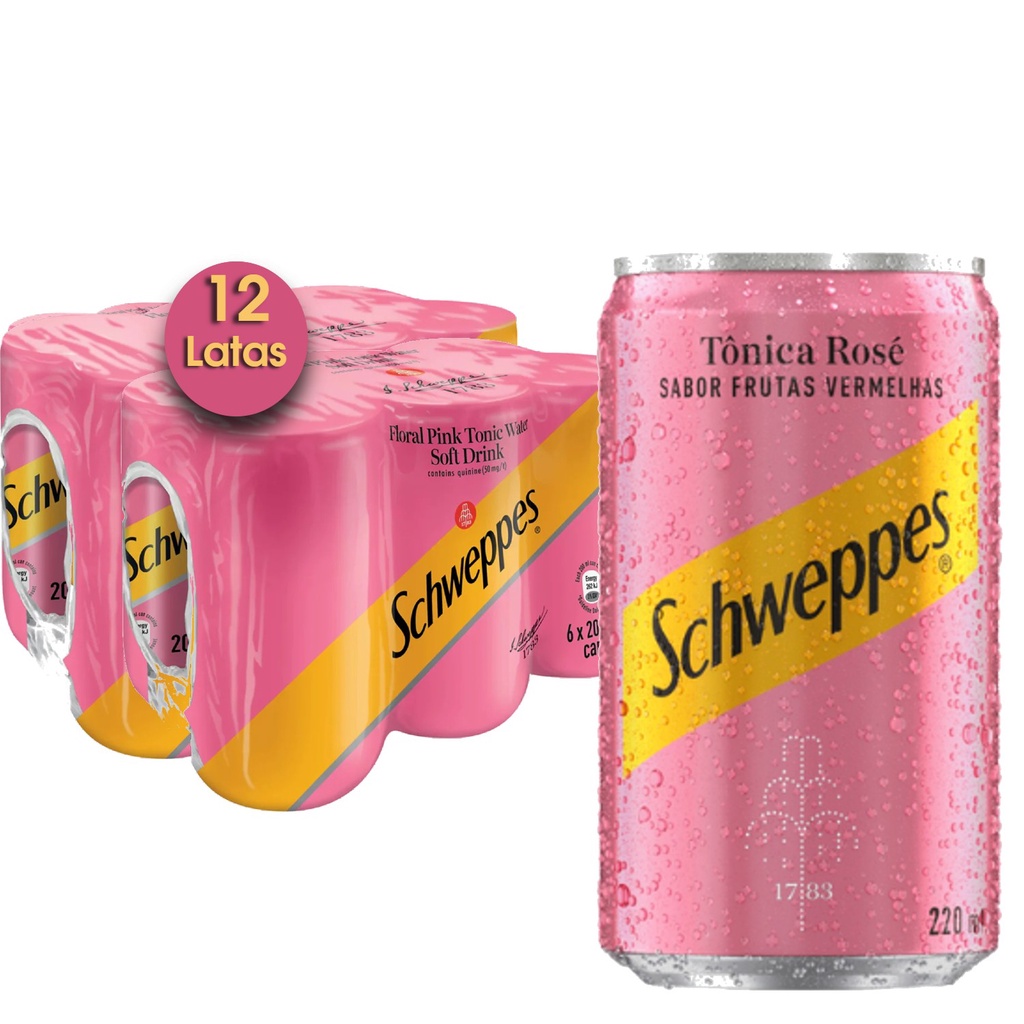 Tônica Schweppes Rose Frutas Vermelhas 220ml (12 Latas) | Shopee Brasil