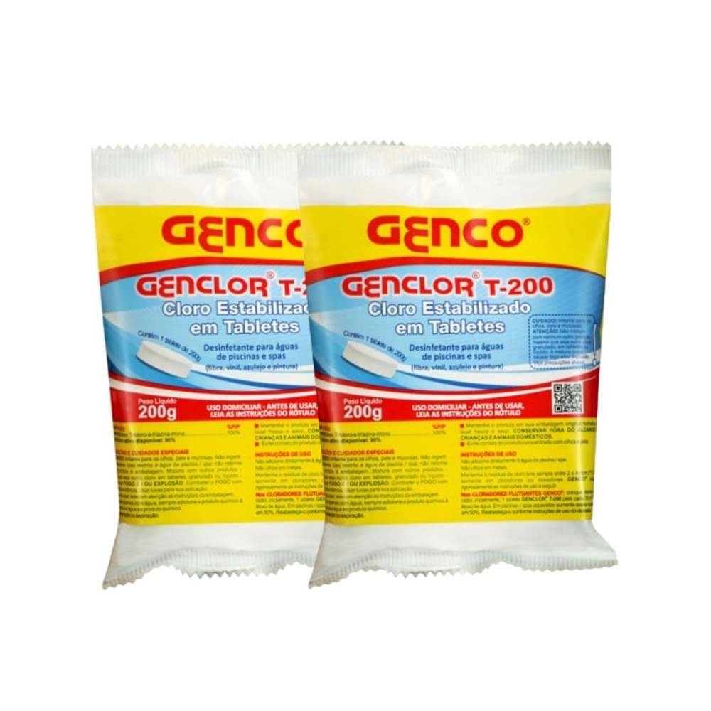 Kit 2 Unidades Cloro Tablete Tradicional Genco 200gr | Shopee Brasil