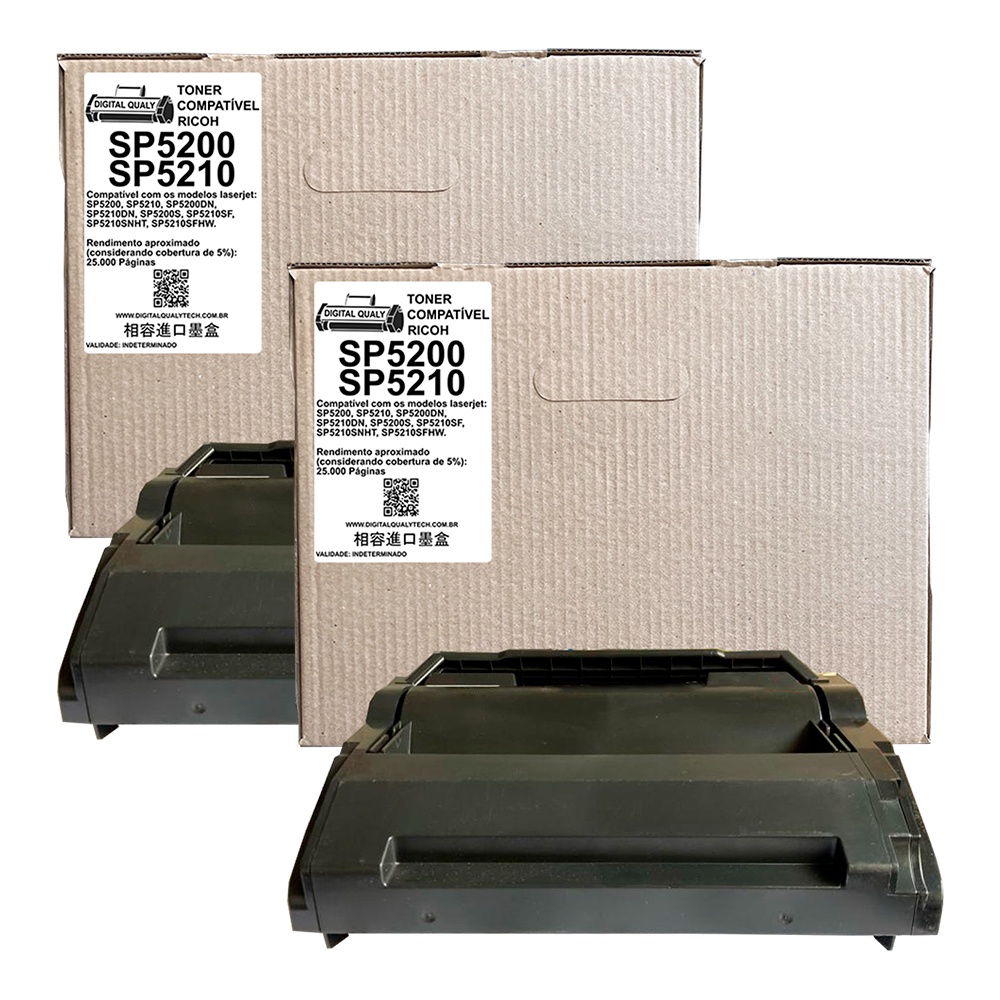 Kit 02 toner sp5200 ricoh compatível para impressora SP5200S 25k ...