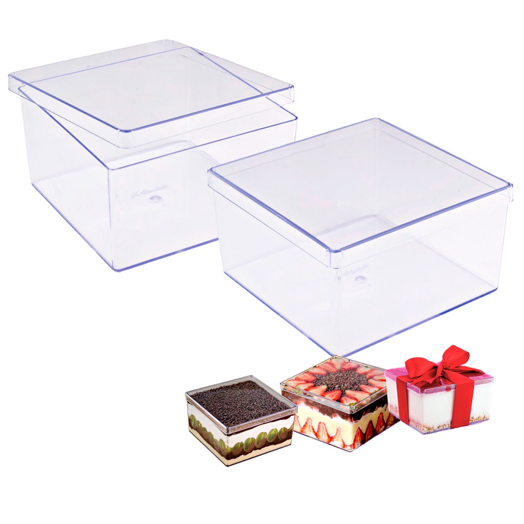 Caixa de Acrílico Para Bolo Doce Sobremesa Cake Box BlueStar 1,5L ...