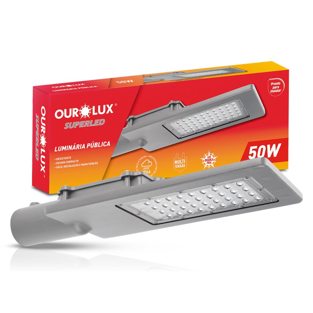 Kit 10 Luminarias Publica Led 50W Ip66 6000K Bivolt Ourolux | Shopee Brasil