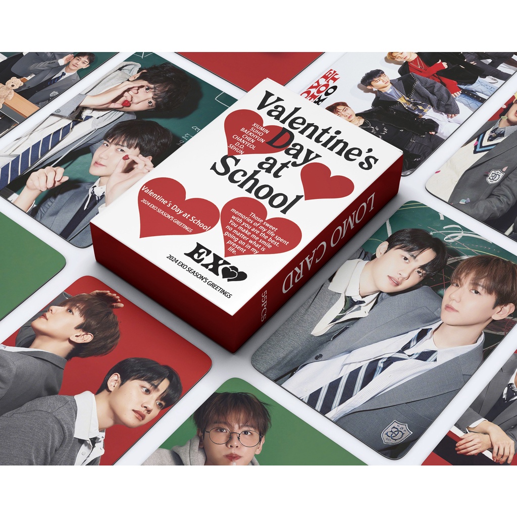 55pcs/box EXO Lomo Cards Valentine's Day at School Postcards 7th Album ...