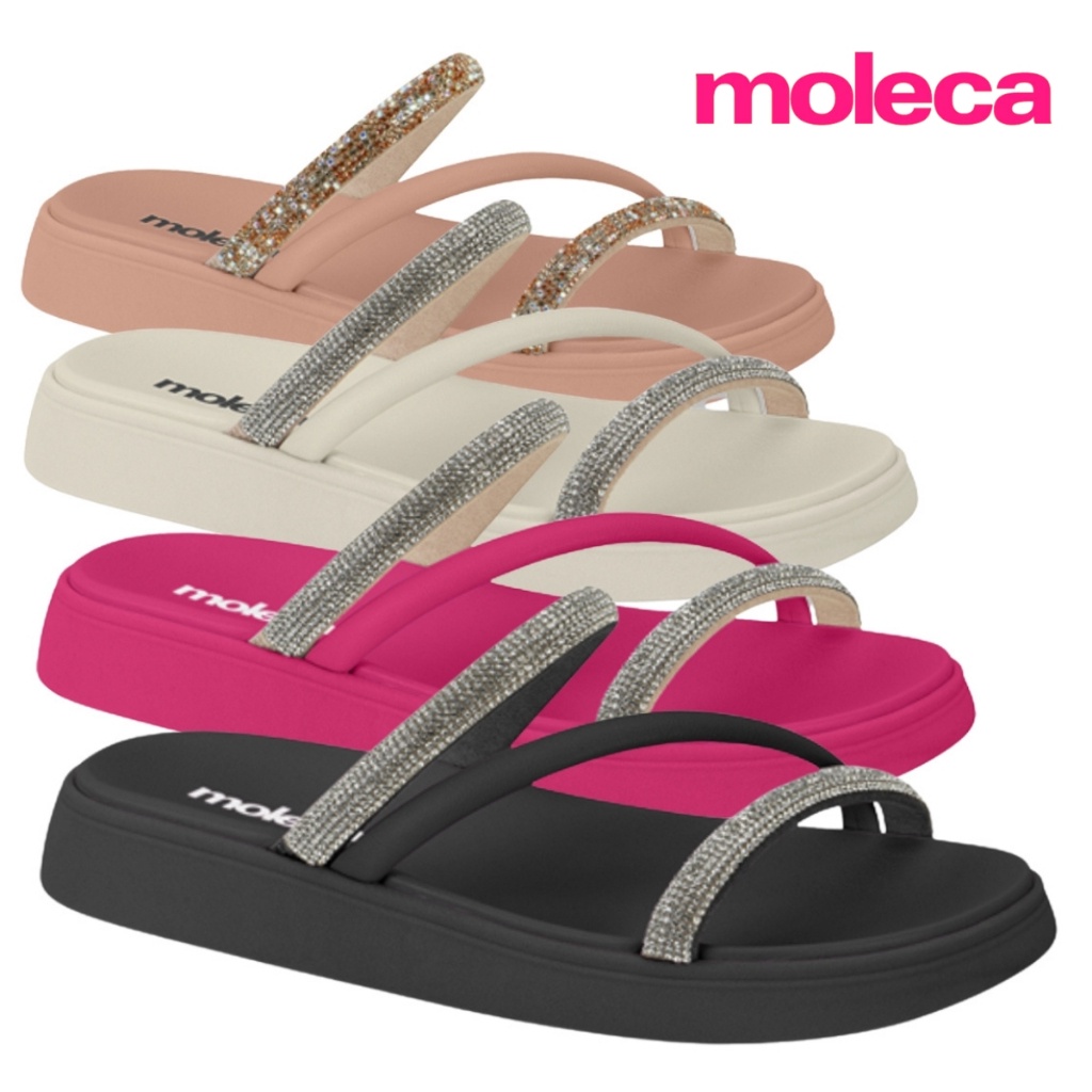 Sandalia Rasteira Moleca Original Feminino Rasteirinha Casual Tiras Com ...