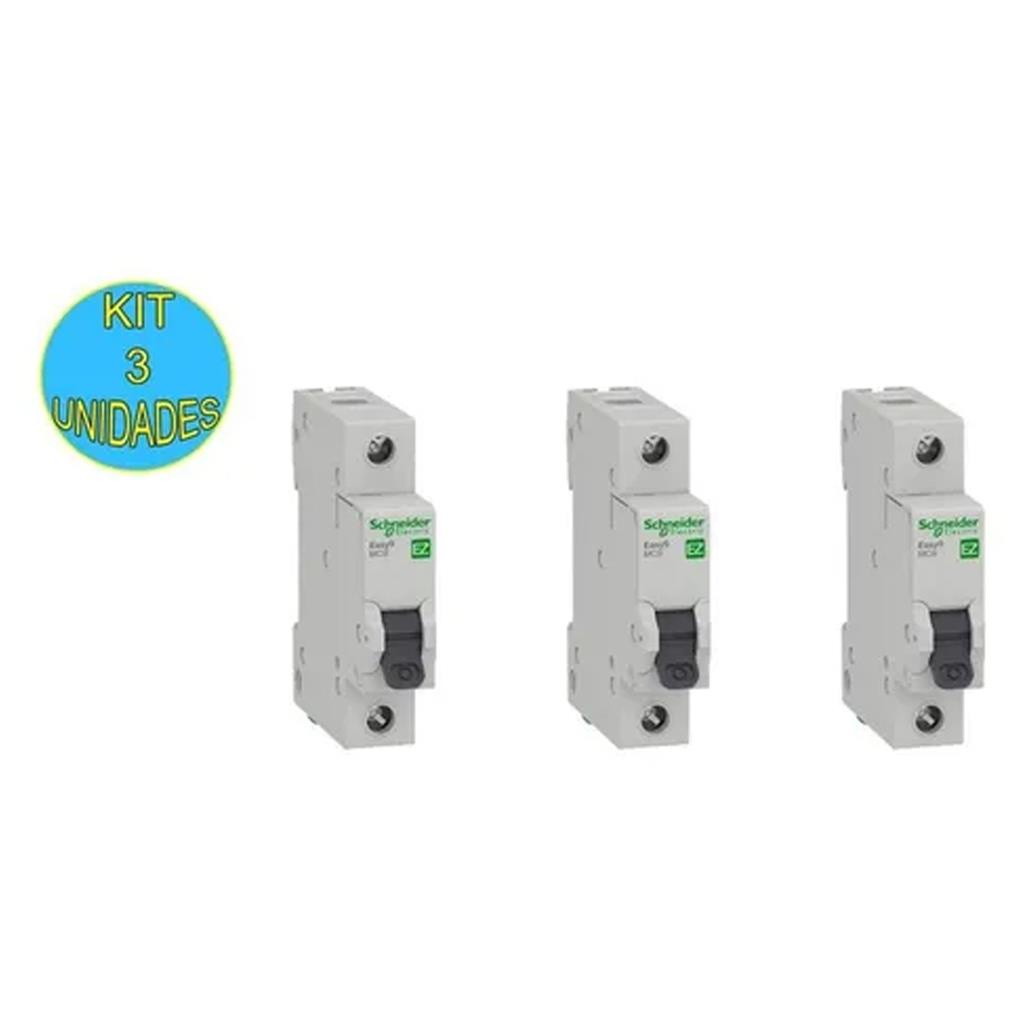 Kit 3 Disjuntor Mini Easy9 Monopolar 50A Curva C Schneider | Shopee Brasil
