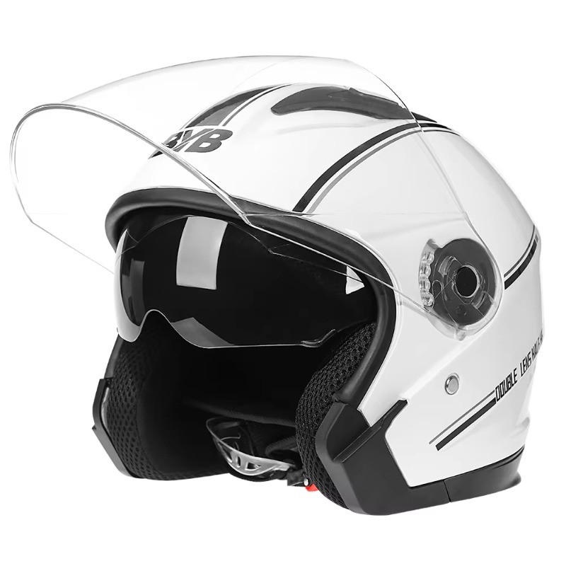 Capacete Clássico Retrô Meia Face De Motocicleta Viseira Dupla Unissex ...
