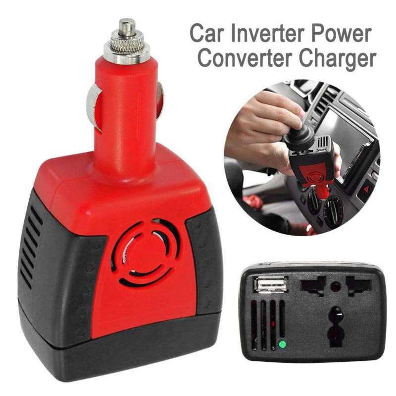Inversor De Energia Para Carro De 150W 12V DC A 220V AC Adaptador Carregador USB | Shopee Brasil