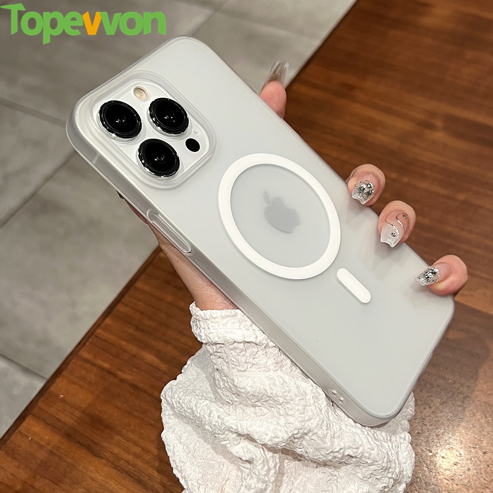 Capa Rígida Magnética Transparente Fosca De Luxo Para iPhone 15 14 Plus 13 12 Pro Max Carga ...
