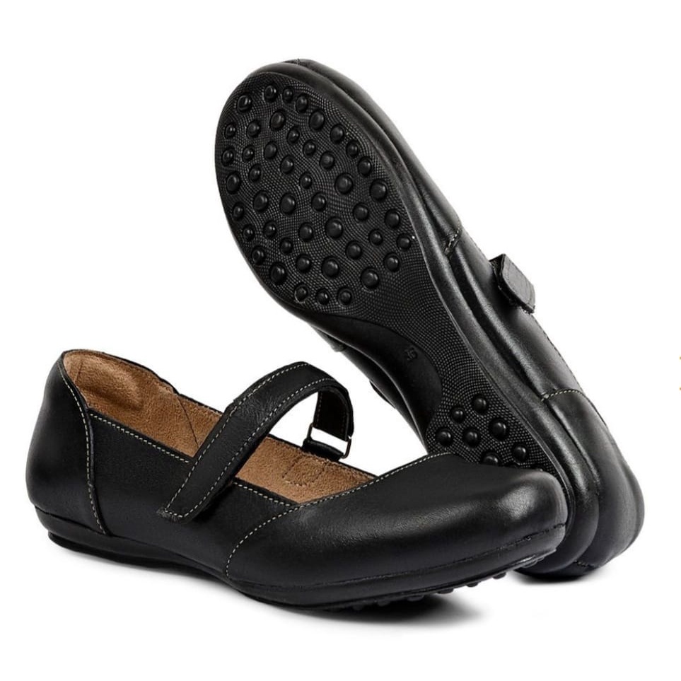 Sapatilha Boneca em Couro Preto JotaFlex | Shopee Brasil