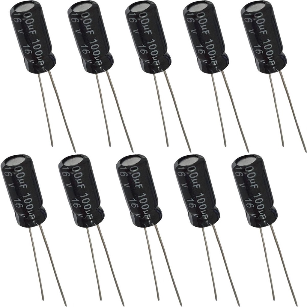 Capacitor Eletrolítico 100uf 16v Kit 10 Peças Shopee Brasil