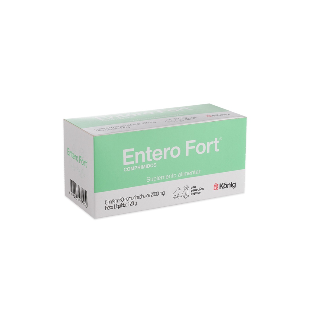 Entero Fort König 2000mg Suplemento Alimentar para Cães e Gatos - 60 ...
