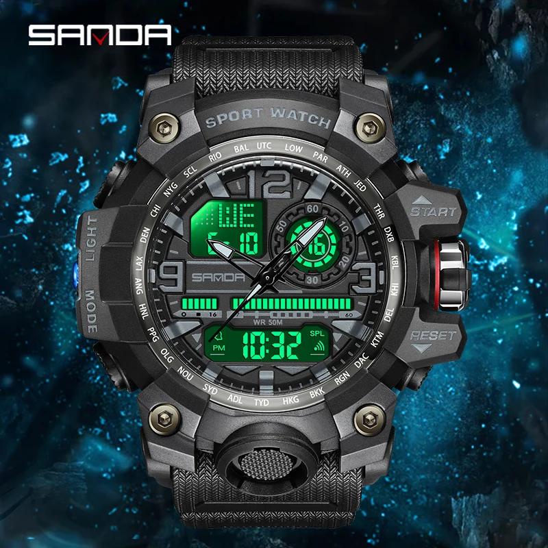 Relógio Eletrônico Masculino À Prova D'água SANDA Digital Outdoor Men Militares Cronógrafo ...