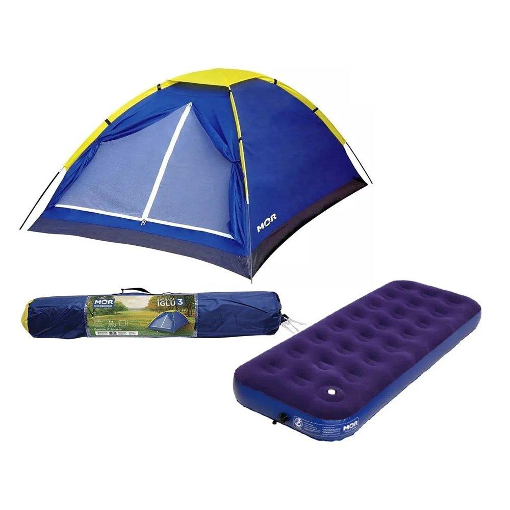 Kit Barraca 2 Pessoas Iglu + Colchão Solteiro Inflável Mor | Shopee Brasil