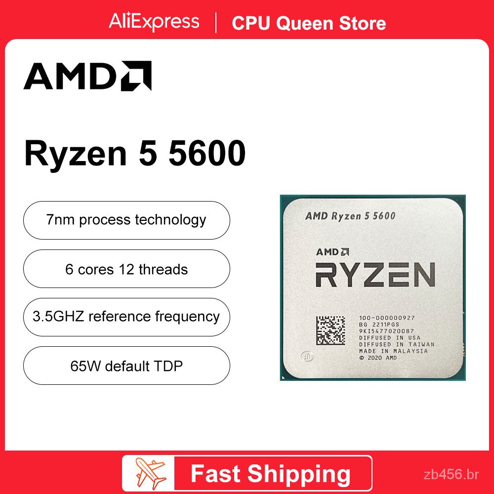 AMD Novo Processador CPU Ryzen 5 5600 R5 5600 3.5GHz 6 Core 12 Thread ...