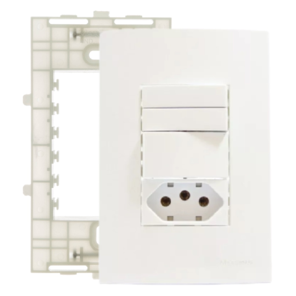Interruptor 3 Teclas Simples e Tomada 10/20A 4x2 Sleek MG | Shopee Brasil