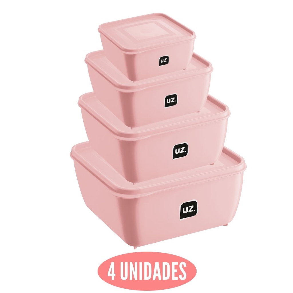 Conjunto 4 Potes Plasticos Rosa 500 ml 1,5 L,2,5 L 5 Litros | Shopee Brasil