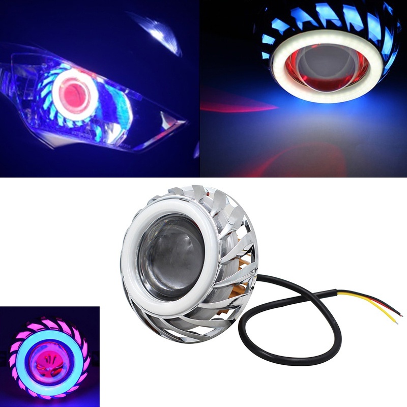 Lente De Projetor De Farol LED Para Motocicleta Dual Angel Devil Eye ...