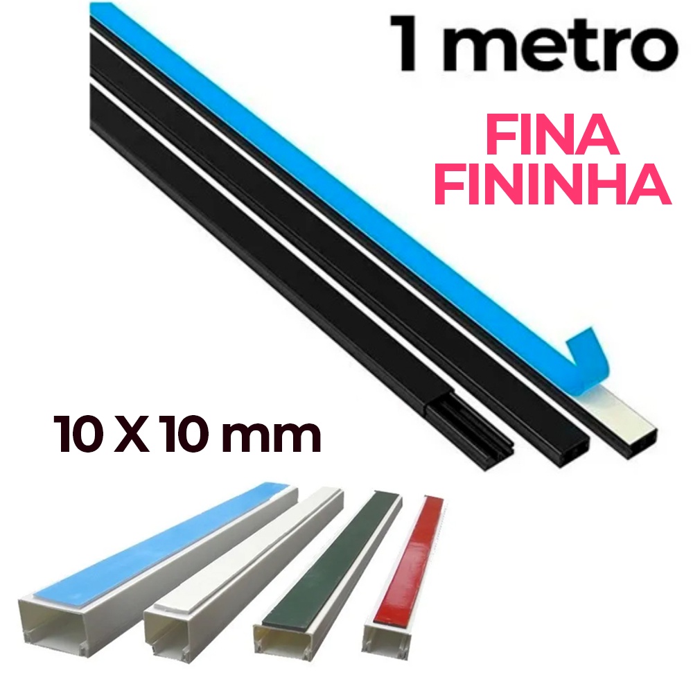 Canaleta 10x10 Fina Branca ou Preta com Adesivo 1 Metro Fininha Branco ... Canaleta 10x10 Fina Branca ou Preta com Adesivo 1 Metro Fininha Branco ...