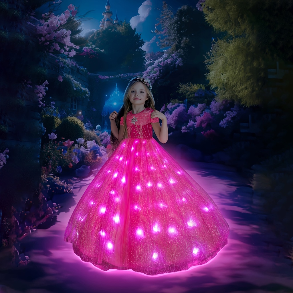 LMAA Meninas Beleza Adormecida Aurora Cosplay LED Vestido De Manga ...