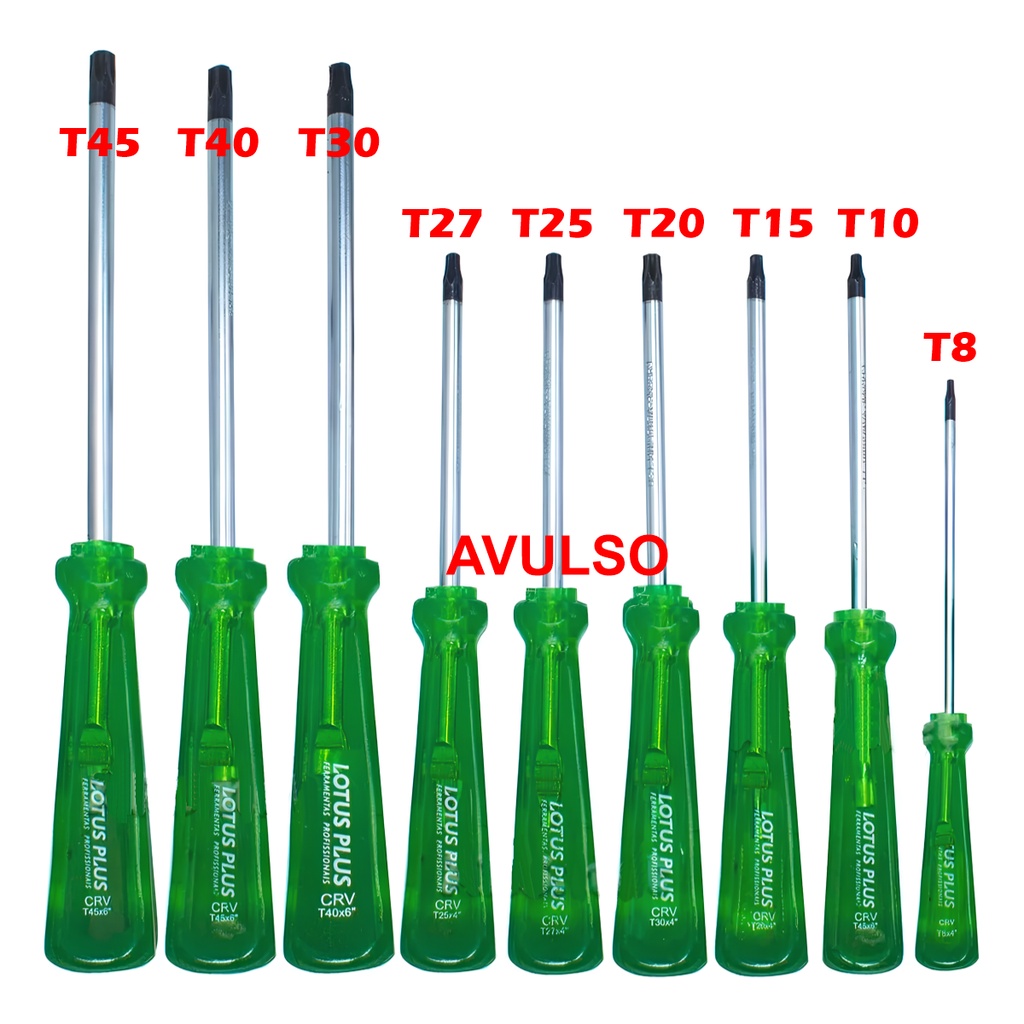 Chave Torx com Cabo T8 T10 T15 T20 T25 T27 T30 T40 T45 Todas as medidas ...