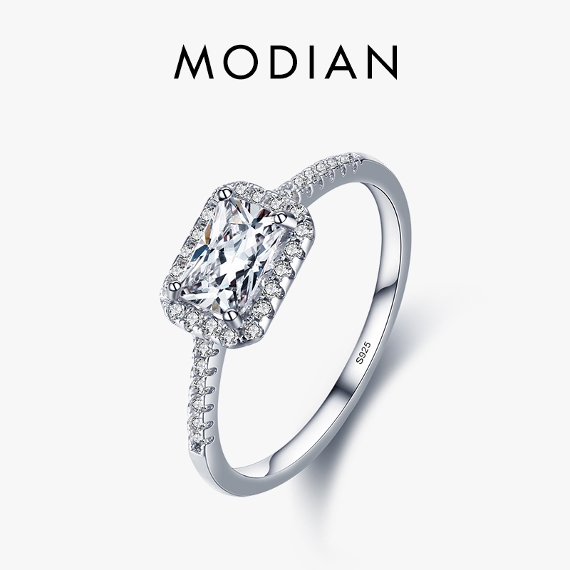 Anel De Casamento Modian 925 Sterling Silver Sparkling Clear Cubic Zirconia Anéis De Noivado Em ...
