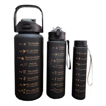 GARRAFA MOTIVACIONAL 2L + GARRAFA 900ML + GARRAFA 500ML PRETO | Shopee Brasil