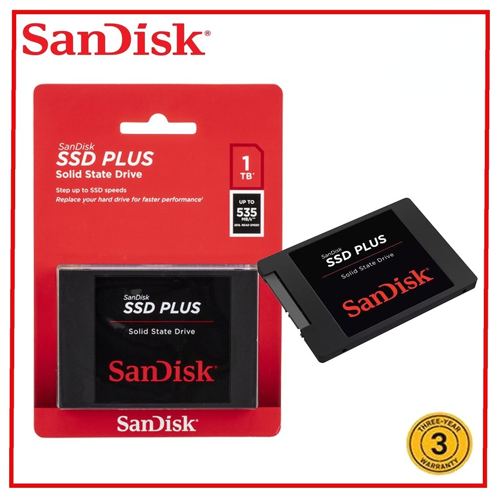 SanDisk SSD PLUS Unidade De Estado Sólido De 2,5 Polegadas 1TB 2TB - Faz a Boa!