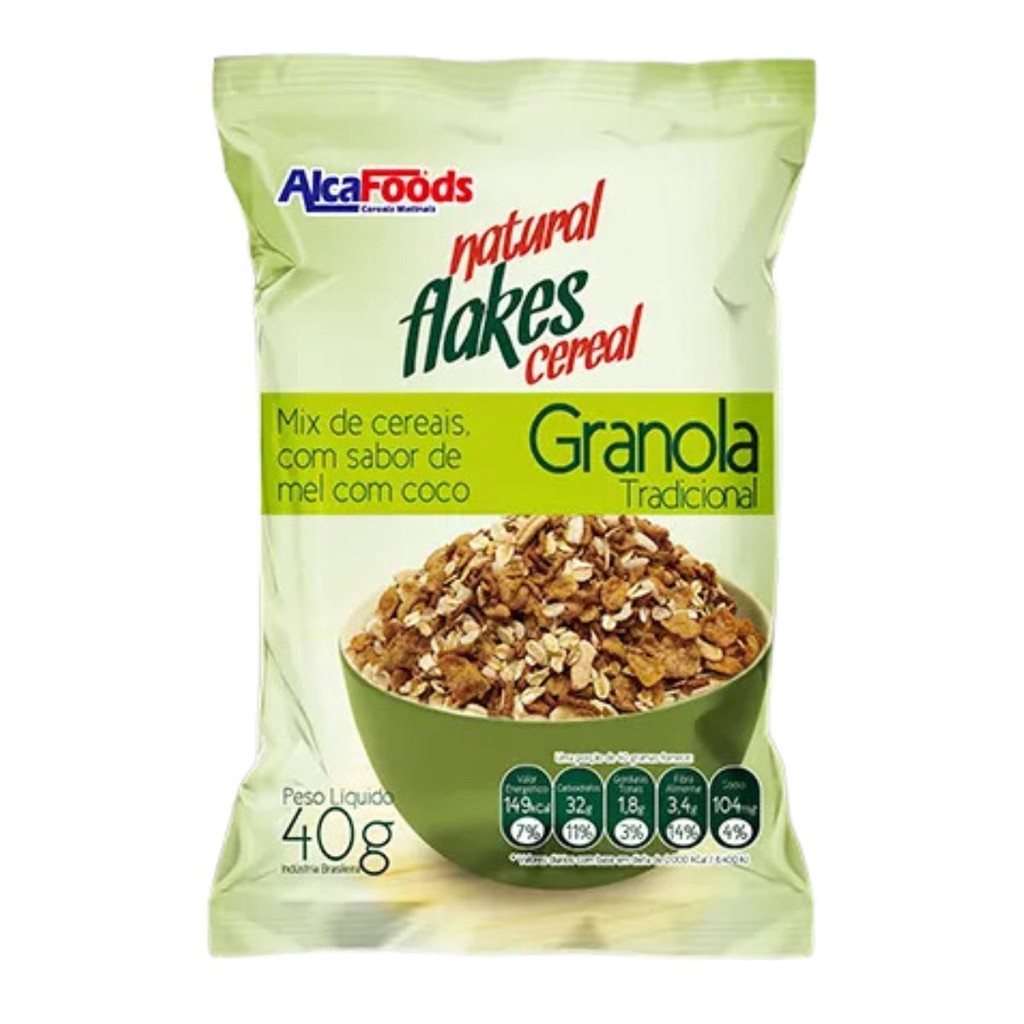Cereal Granola Tradicional Sachê 40g 10 Unidades | Alca Foods | Shopee Brasil