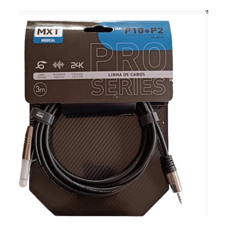 Cabo P10 Macho Mono X P2 Macho Stereo 3m 5mm Pro Series Mxt | Shopee Brasil