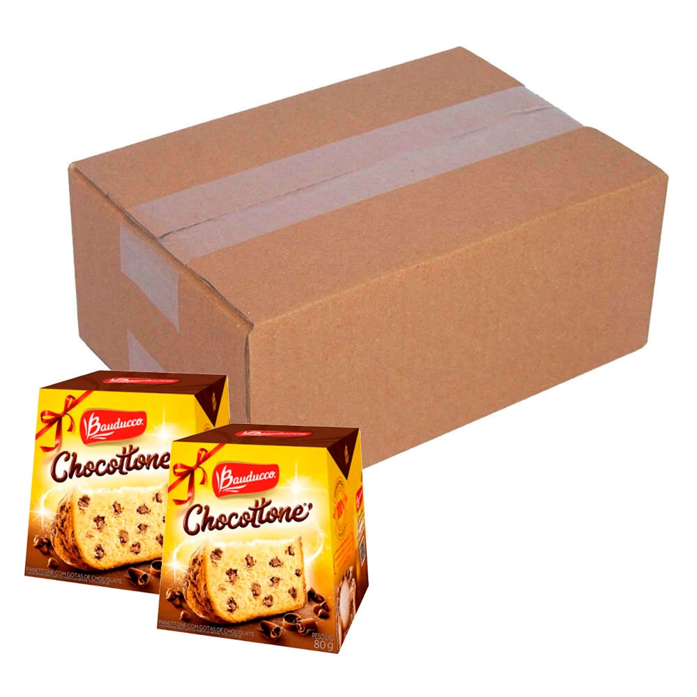 Kit Natal 12 Ou 24 Mini Panetone Bauducco 80g Gotas De Chocolate Ou