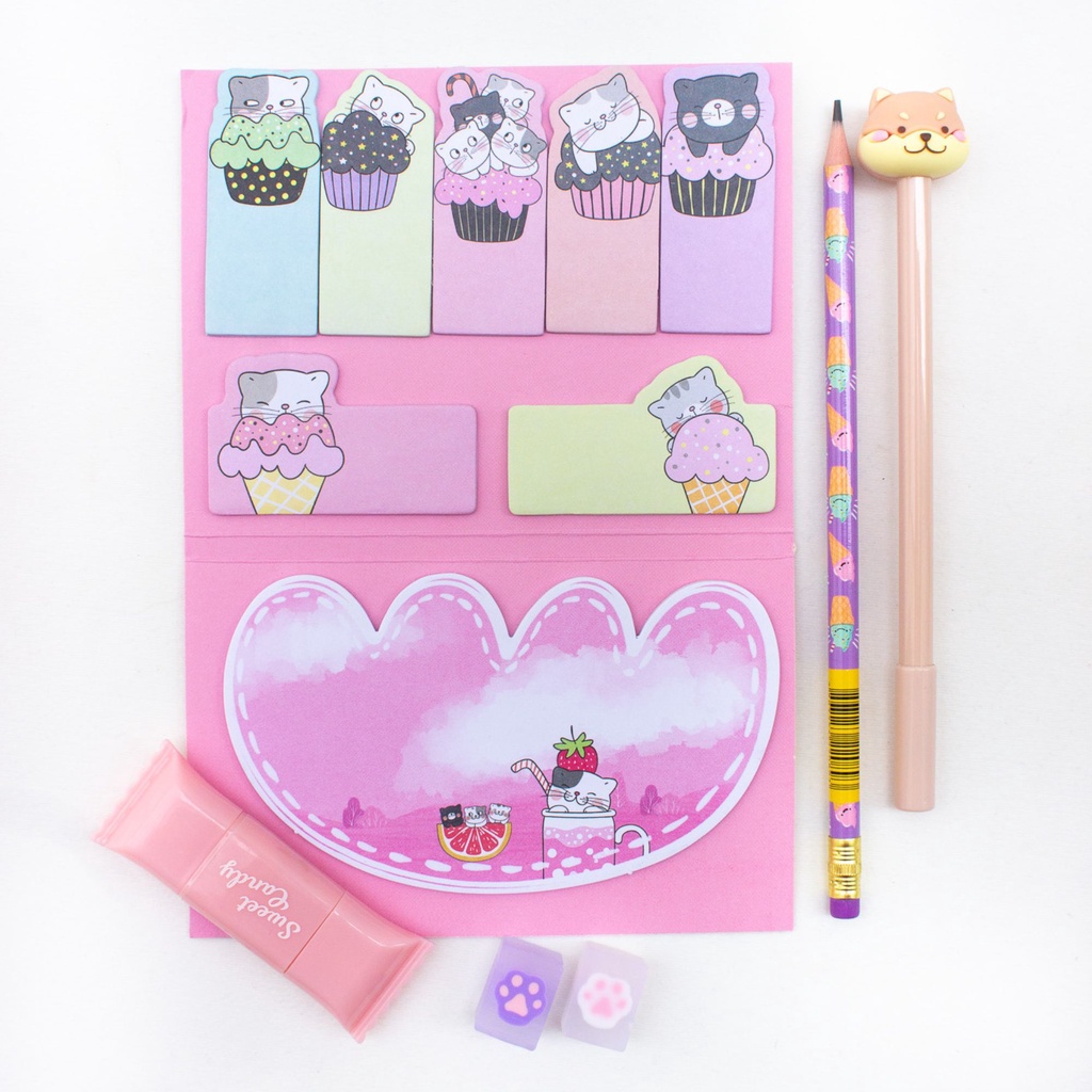 Kit Papelaria Kawaii Fofa Material Escolar 6 Peças Presente | Shopee Brasil